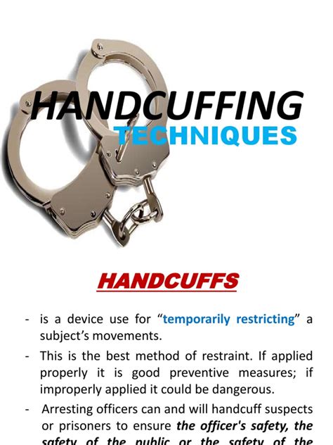 Essential Handcuffing Techniques Guide Pdf Handcuffs Criminal Law