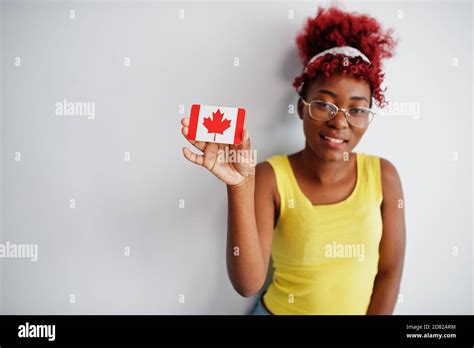 African American Woman With Afro Hair Wear Yellow Singlet And