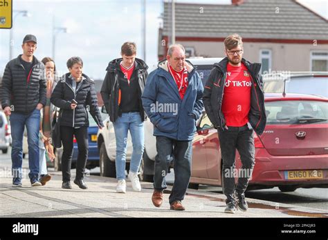 Wrexham Fans Arrive Ahead Of The Vanarama National League Match Wrexham