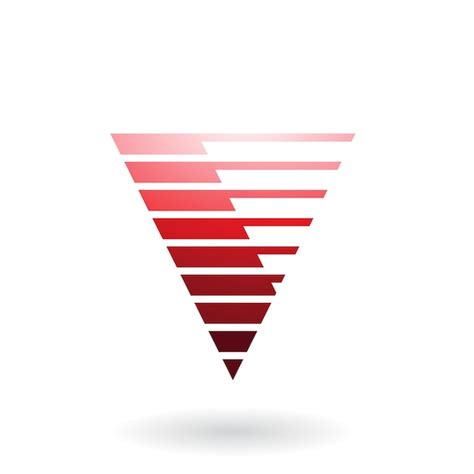 Ícone triangular vermelho para a letra v listras horizontais finas