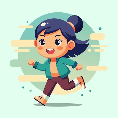 Premium Vector Cute Asian Girl Character Running