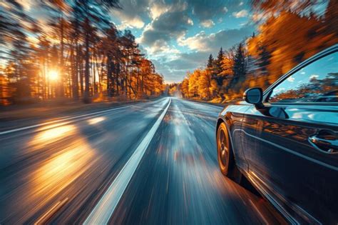 Un Coche En Movimiento Rápido Recorre Una Autopista Dejando Un Rastro