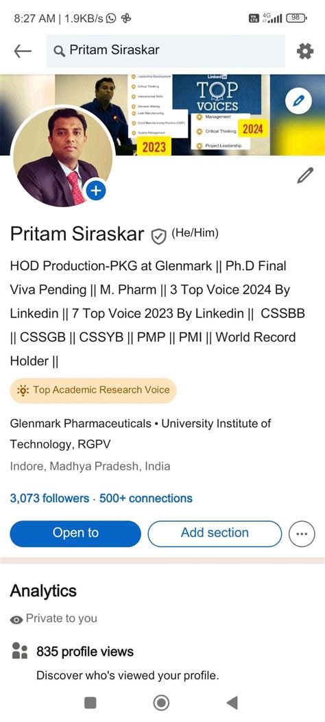 Honored To Be Recognized As Linkedin Top Voice For Academic Research