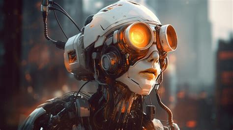 Premium Ai Image Robot With Red Eyes And Glasses