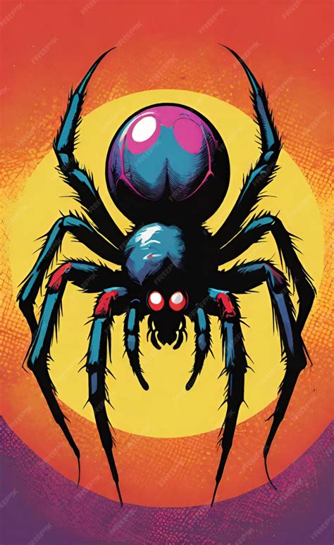 Premium Photo A Purple Spider With A Purple Eye Sits In Front Of A Yellow Background