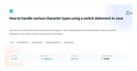 How To Handle Various Character Types Using A Switch Statement In Java Labex
