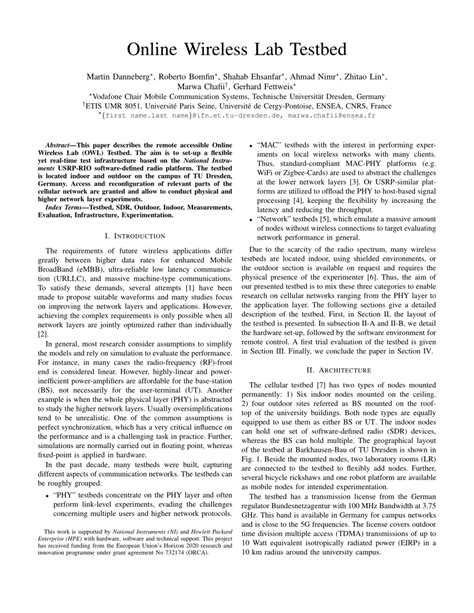 Pdf Online Wireless Lab Testbed