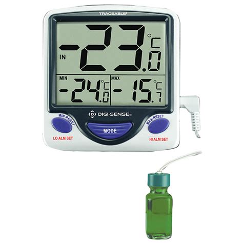 Digi Sense Calibrated Jumbo Fridge Freezer Digital Thermometer Bottle