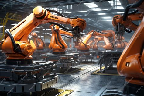 Premium Photo Industrial Robot Arms Assembling Electric Vehicles 00406 01