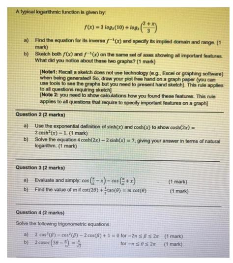 [solved] a typical logarithmic function is given b solutioninn