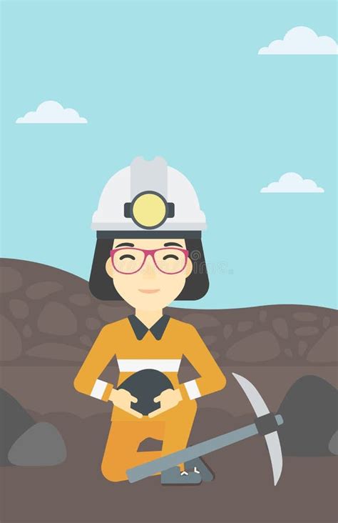 Miner Holding Coal In Hands Vector Illustration Stock Vector