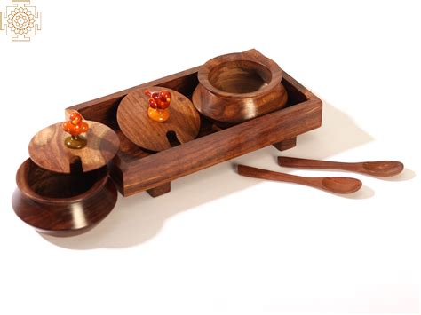 Wood Small Dahi Handi Set Home And Living Decor Exotic India Art