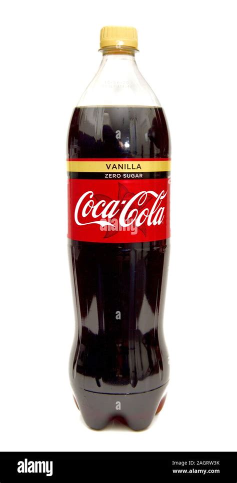 Plastic Bottle Of Coca Cola Vanilla Zero Sugar On A White Background
