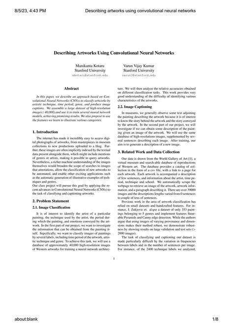 Solution Describing Artworks Using Convolutional Neural Networks Convolutional Neural Networks