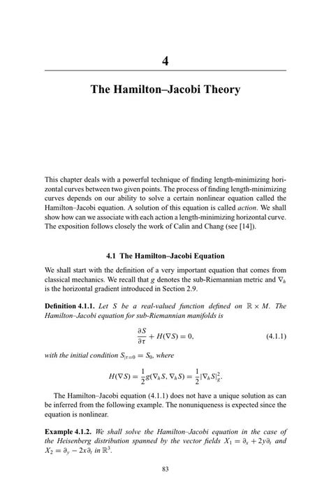 The Hamiltonjacobi Theory Chapter 4 Sub Riemannian Geometry