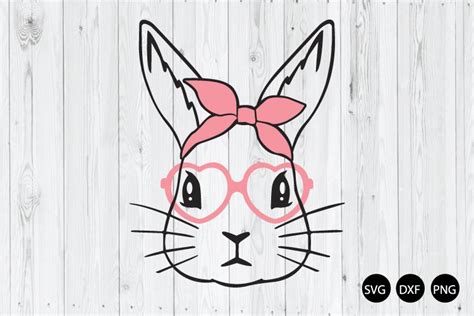 Cute Bunny Bandana Glasses Svg Easter Bunny Svg
