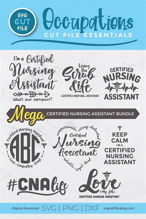 Cna Svg Certified Nursing Assistant Svg Cna Bundle Svg Etsy