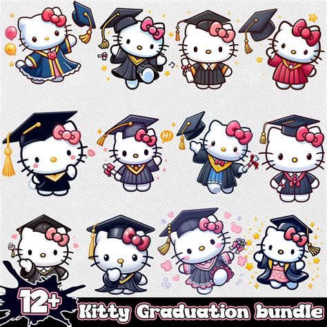 Hello Kitty Graduation 12 Png Bundle Bigbundlesvg