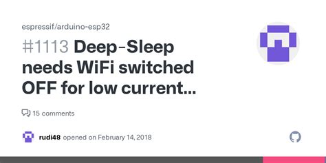 deep sleep needs wifi switched off for low current consumption · issue