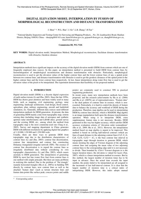 Pdf Digital Elevation Model Interpolation By Fusion Of Morphological Reconstruction And