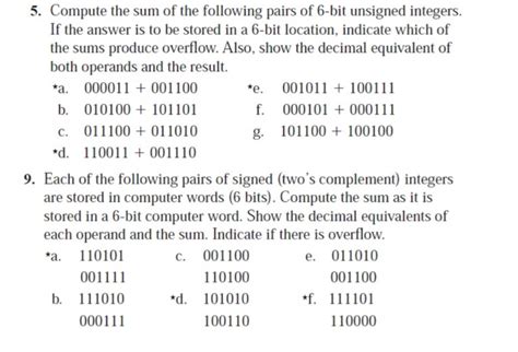 Solved E C 5 Compute The Sum Of The Following Pairs Of Chegg