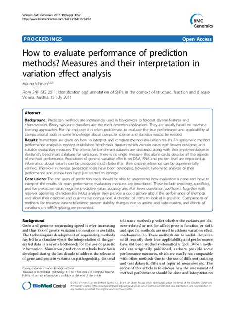 Pdf How To Evaluate Performance Of Prediction Methods Measures And