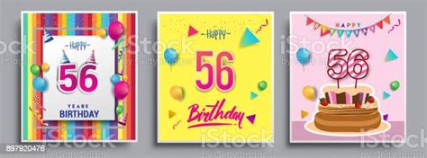 벡터 집합의 생일 초대장 인사말 카드 디자인 색종이와 풍선 생일 케이크 생일 축 하 파티에 대 한 다채로운 벡터 템플릿 요소 공휴일에 대한 스톡 벡터 아트 및 기타 이미지