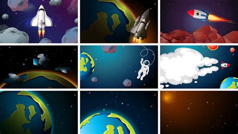 大型空間場景集向量圖形及更多space And Astronomy圖片 Space And Astronomy 剪貼畫 外太空