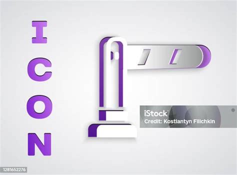 회색 배경에 격리 된 철도 장벽 아이콘을 잘라 종이 종이 아트 스타일 벡터 0명에 대한 스톡 벡터 아트 및 기타 이미지 0명 3차원 형태 거리 Istock