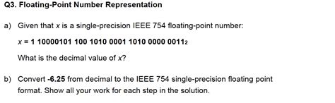 Solved Q Floating Point Number Representation A Given Chegg