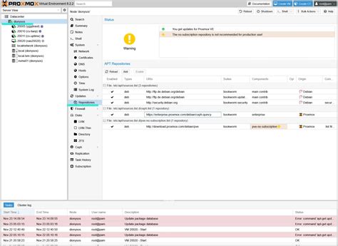 proxmox ve updates without enterprise license enable no subscription