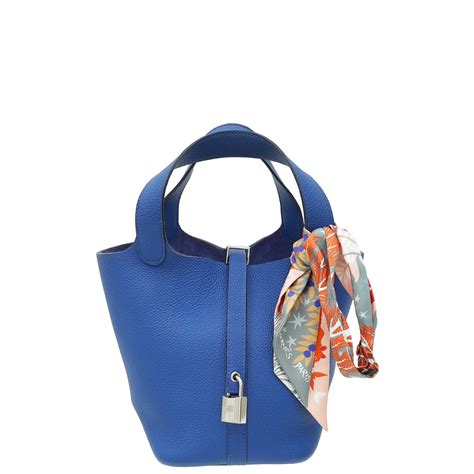 Hermes Bleu Royal Picotin Lock 18 Bag W Twilly The Closet
