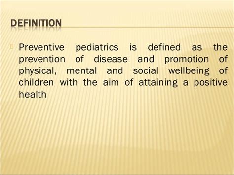 Preventive Pediatrics