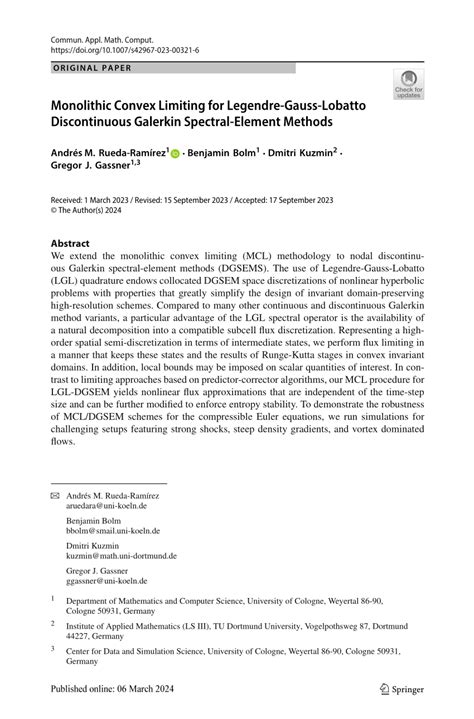 Pdf Monolithic Convex Limiting For Legendre Gauss Lobatto