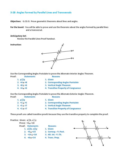 3 2b Parallel Lines And Angles 1 Pdf Classical Geometry