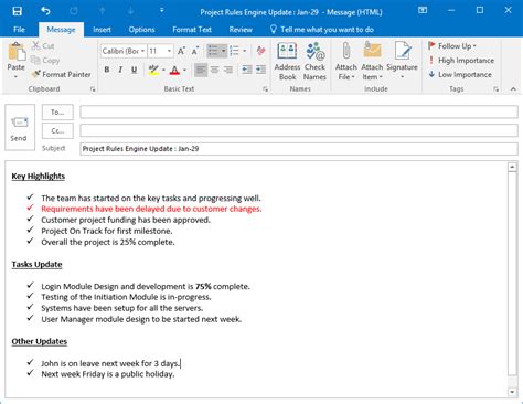 Weekly Email Update Template