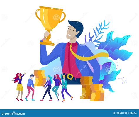 El Negocio Team Success Sostiene La Taza De Oro Del Ganador Concepto