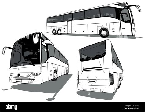 Set Of Drawings Of A Intercity Bus Stock Vector Image And Art Alamy