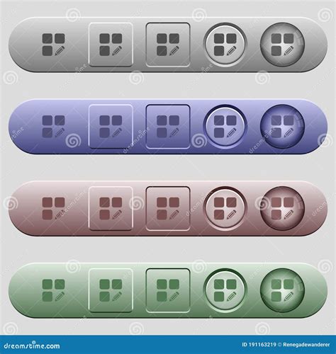 edit component icons on horizontal menu bars stock vector