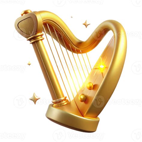 Impressive Rustic Golden Harp 3d Render Authentic 56556884 Png