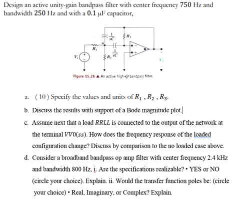 design an active unity gain bandpass filter with