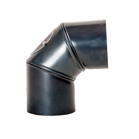 Ofenrohr Bogen verstellbar 0 90 mit Tür gebläut DN 120mm