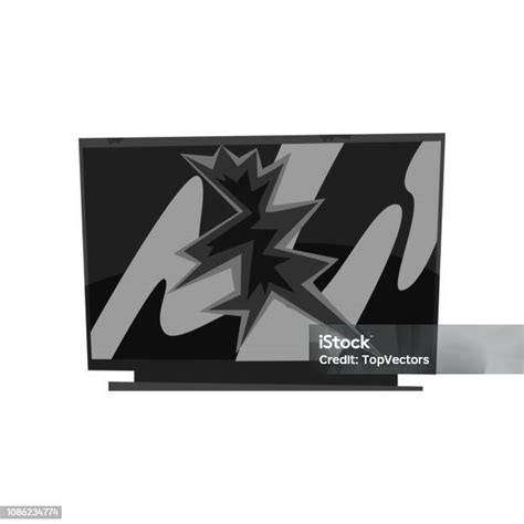 깨진된 Tv 손상 흰색 배경에 전자 장치 만화 벡터 일러스트 레이 션 가정 생활에 대한 스톡 벡터 아트 및 기타 이미지 가정 생활 떠남 모던 양식 Istock