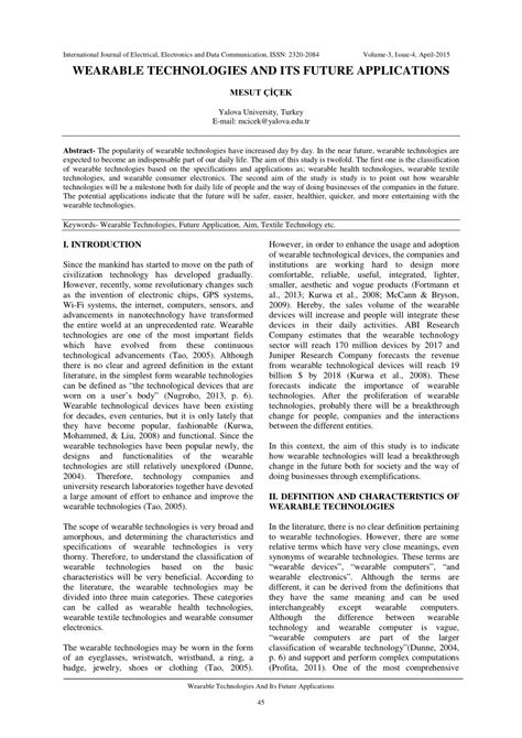 Pdf Wearable Technologies And Its Future Applications