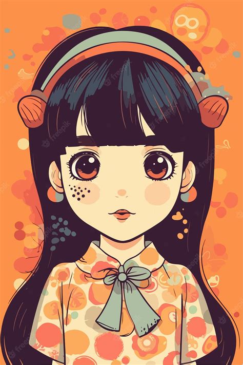 Premium Vector Cute Little Kawaii Girl Illustration Flat Colors