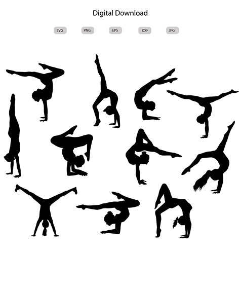 Handstand Svg Acrobat Silhouette Handstand Svg Bundle Handstand Cut