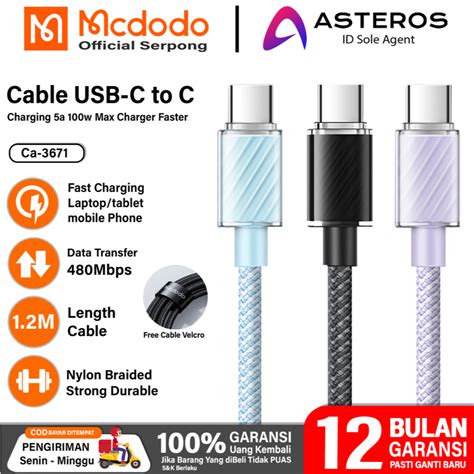 Jual MCDODO Kabel Data Type C To Type C Fast Charging 5A 100w