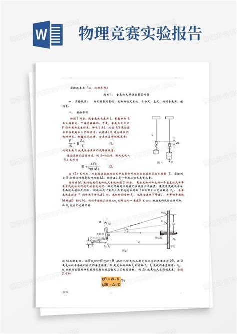 物理竞赛实验报告word模板下载 编号qzzxpzkg 熊猫办公