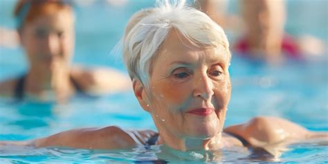 Premium Photo Elderly Group Doing Water Aerobics In A Pool Concept