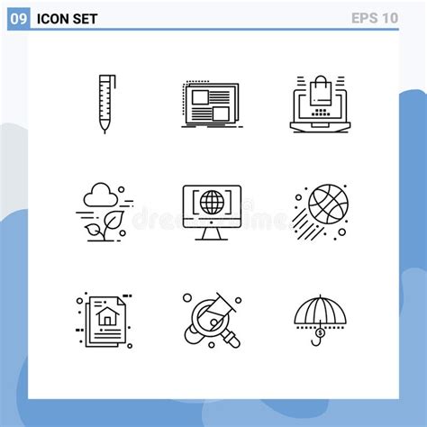 9 Outline Concept For Websites Mobile And Apps Internet Technology Business Leaf Plant Stock